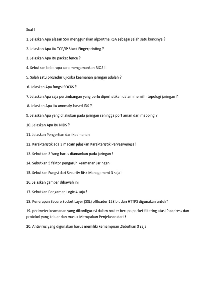 Pertanyaan Penting Seputar Keamanan Jaringan | PDF