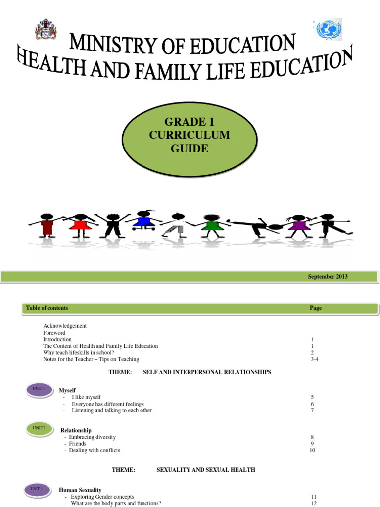 Health and Family Life Education - HFLE - Grade 1 Curriculumn Guide ...