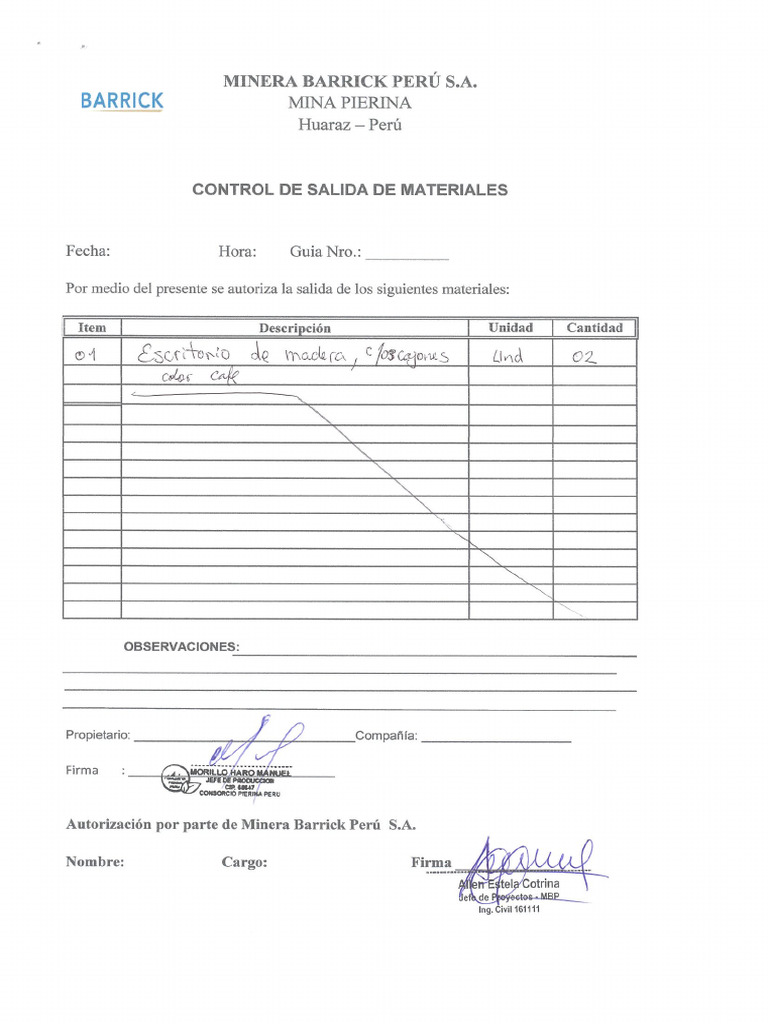02 Control de Salida y Ingreso de Materiales | PDF