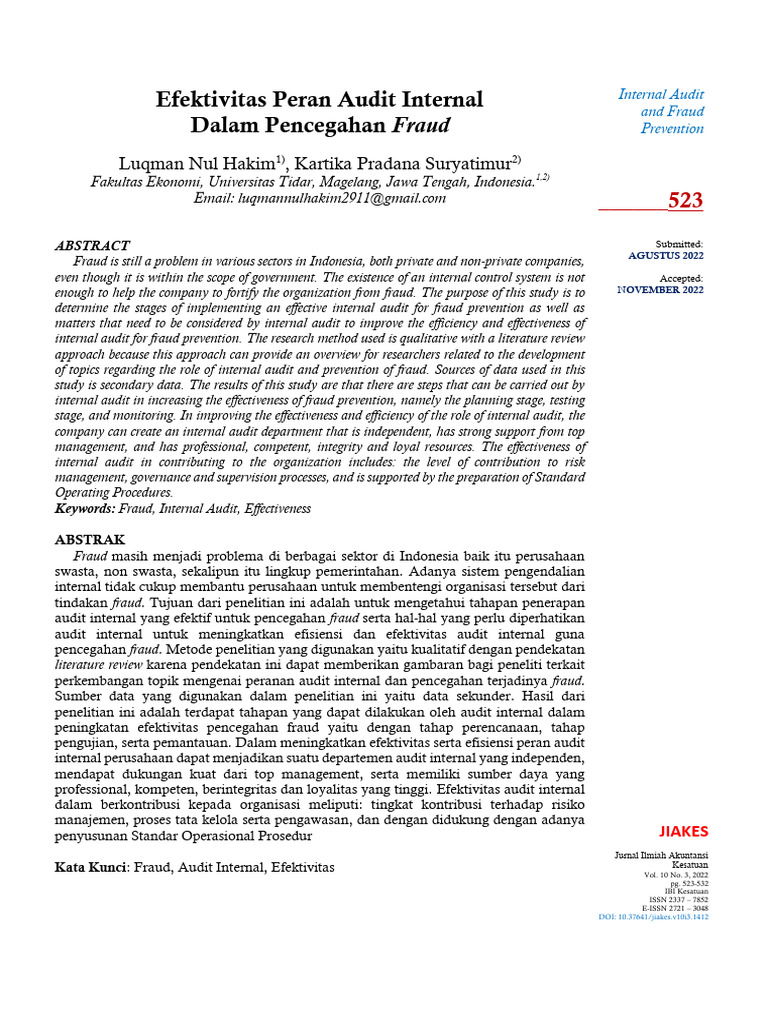 1412-Article Text-6513-1-10-20230110 | PDF | Internal Audit | Business ...