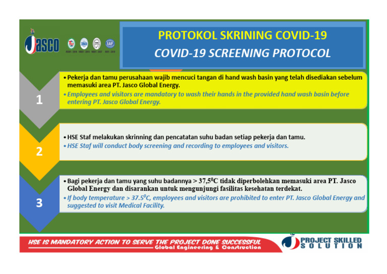 Jasco Covid-19 Screening Protocol | PDF