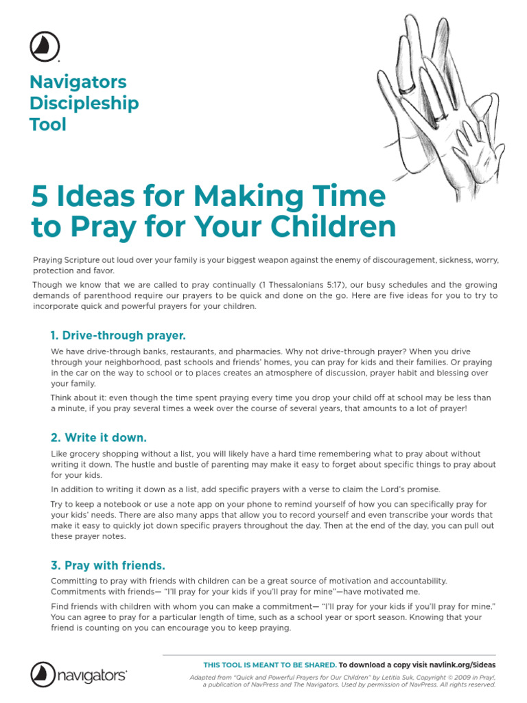 Navigators 5 Ideas For Making Time To Pray For Your Children 1 | PDF ...