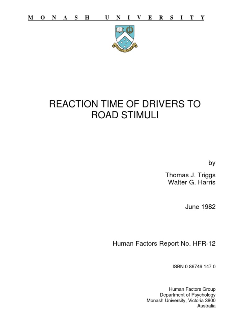 Driver Reaction Time | PDF | Mental Chronometry | Driving