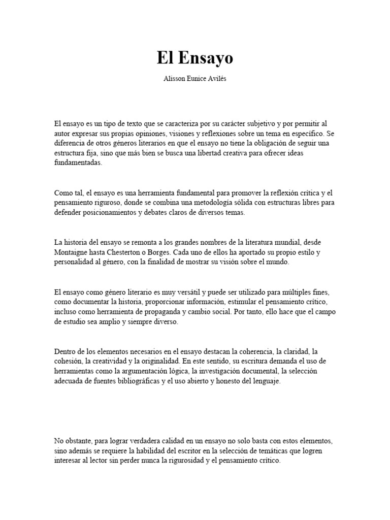 El Ensayo | Descargar gratis PDF | Ensayos | Creatividad
