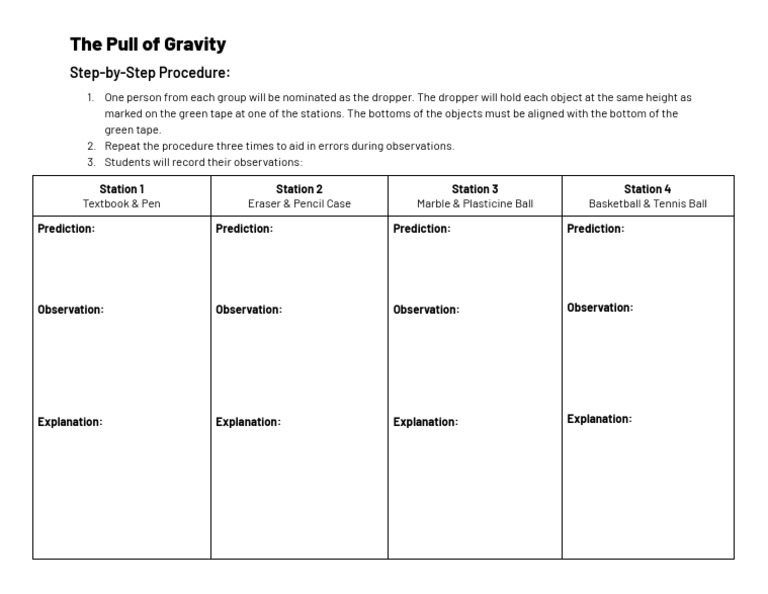 Worksheet - Prediction, Observation, Explanation | PDF