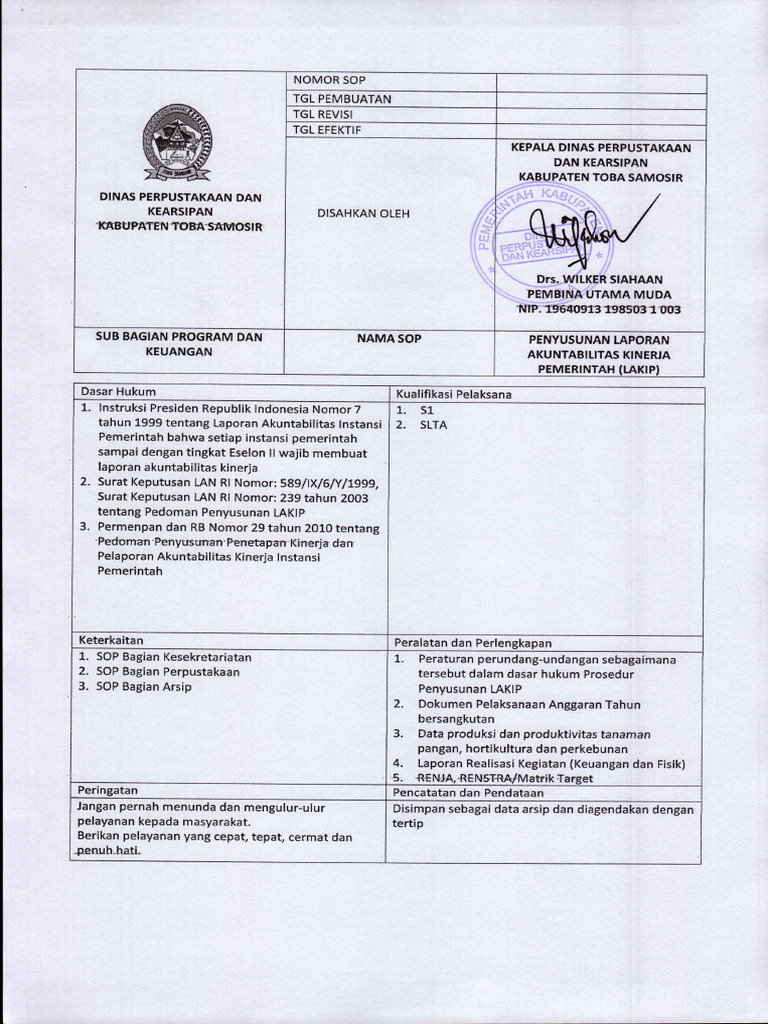 Sop Lakip | PDF
