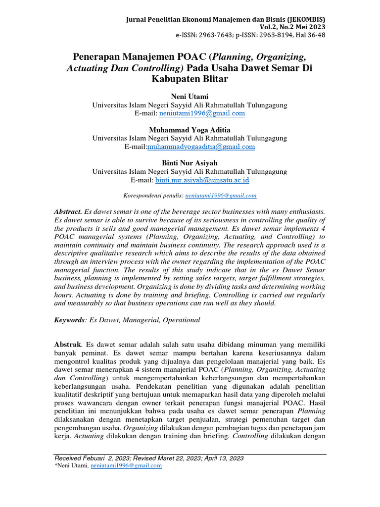 Analisis Poac Pada Es Dawet | PDF