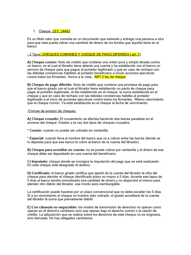 CHEQUE y Cuenta Corriente Bancaria | PDF | Cheque | Bancos