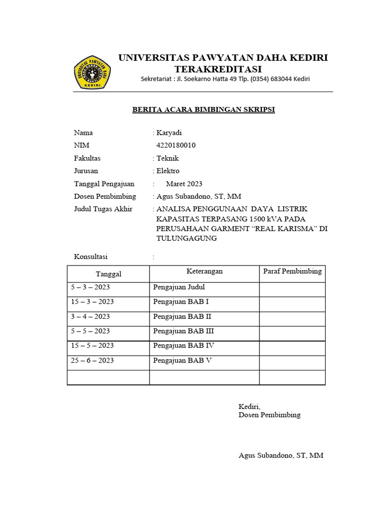 Skripsi Karyadi Lampiran-1 | PDF