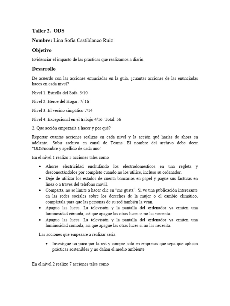 Taller 2 ODS | PDF | Alimentos | Residuos