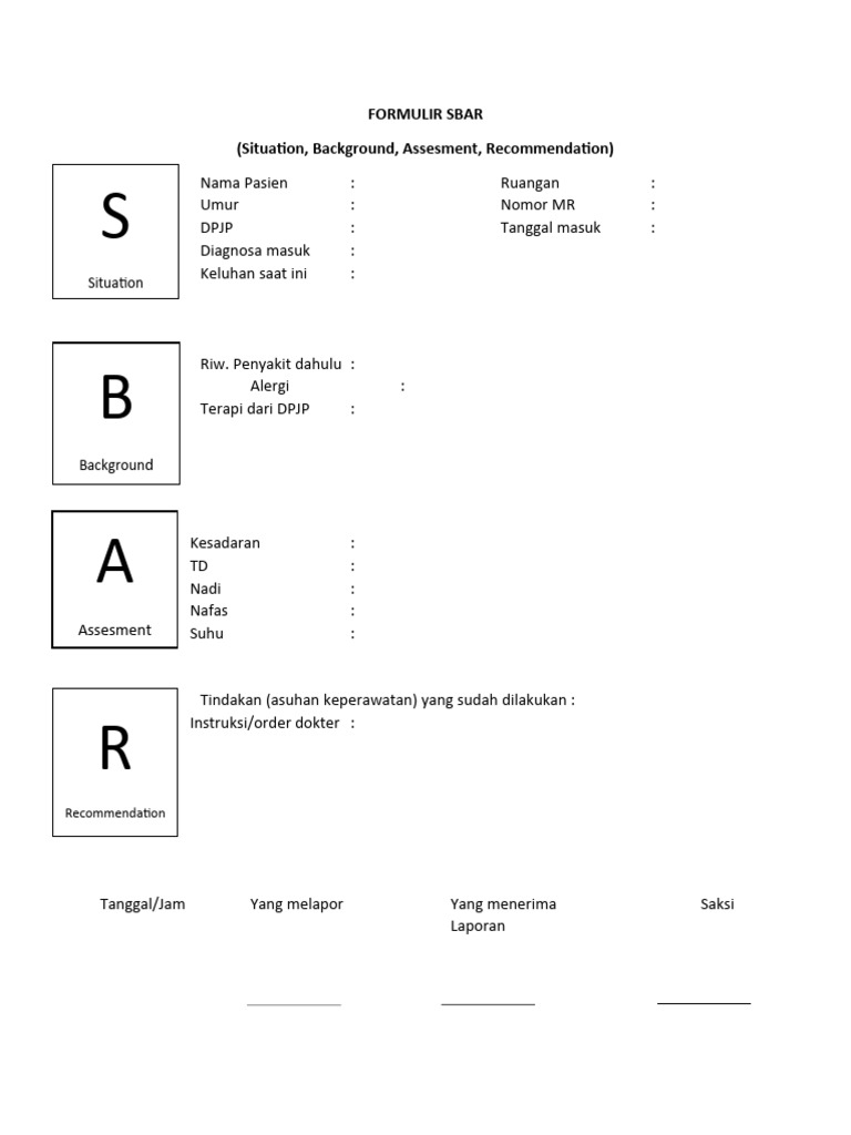 Formulir Sbar | PDF