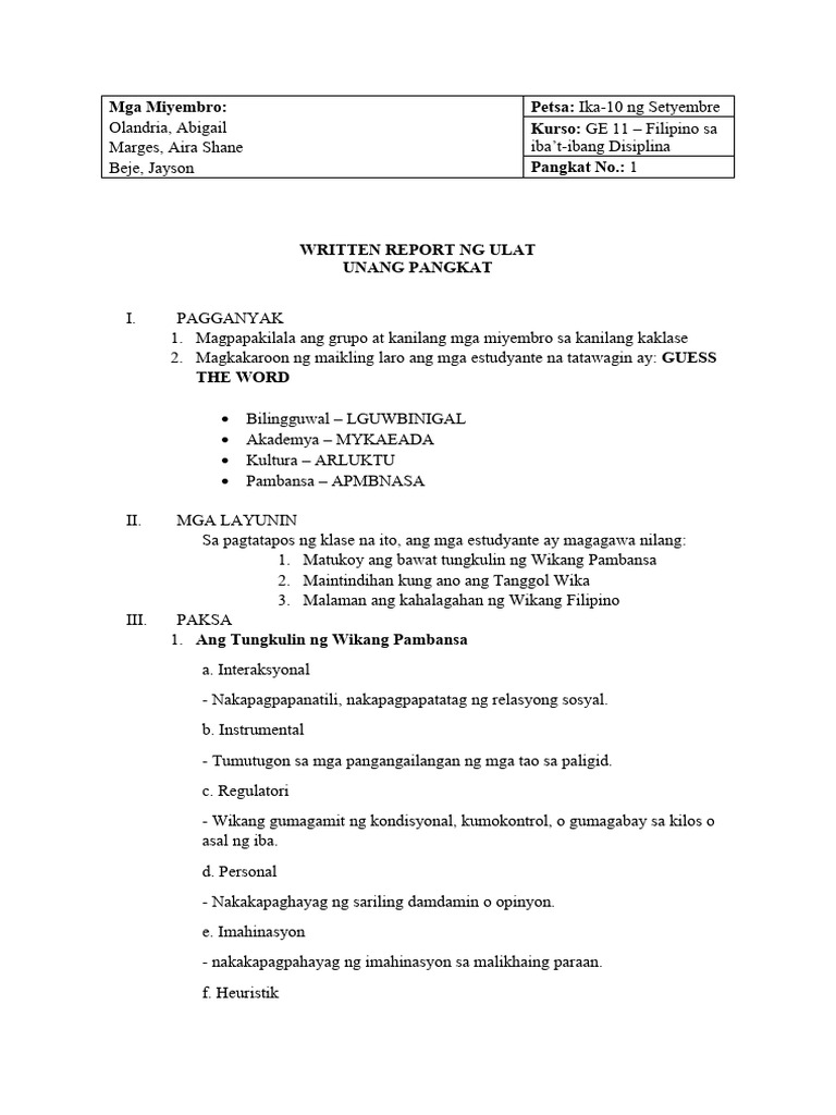 Group 1 Written Report Edited | PDF