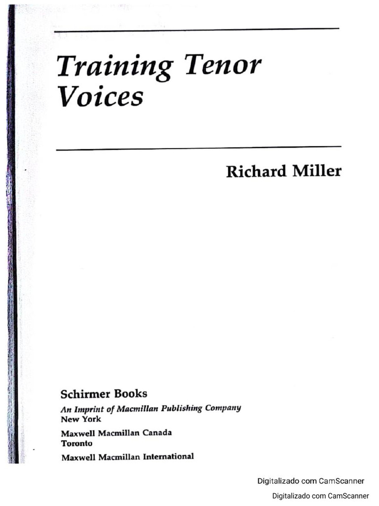 Richard Miller Training Tenor Voices Part 1 | PDF