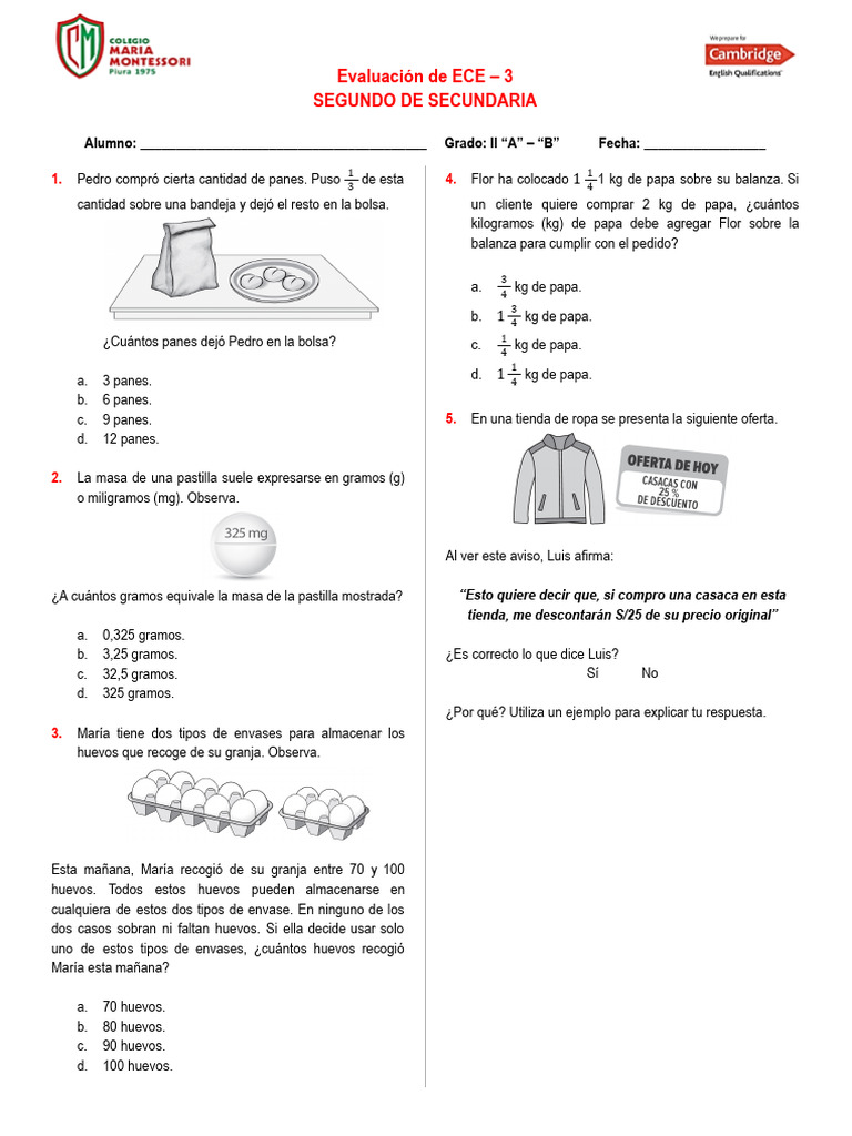 Evaluación ECE - 3 | PDF | Triángulo
