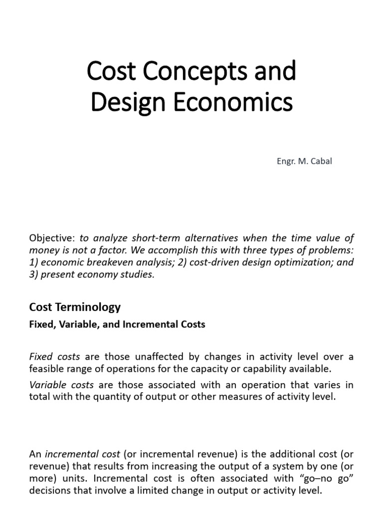 Cost Concepts and Design Economics | PDF | Perfect Competition | Goods