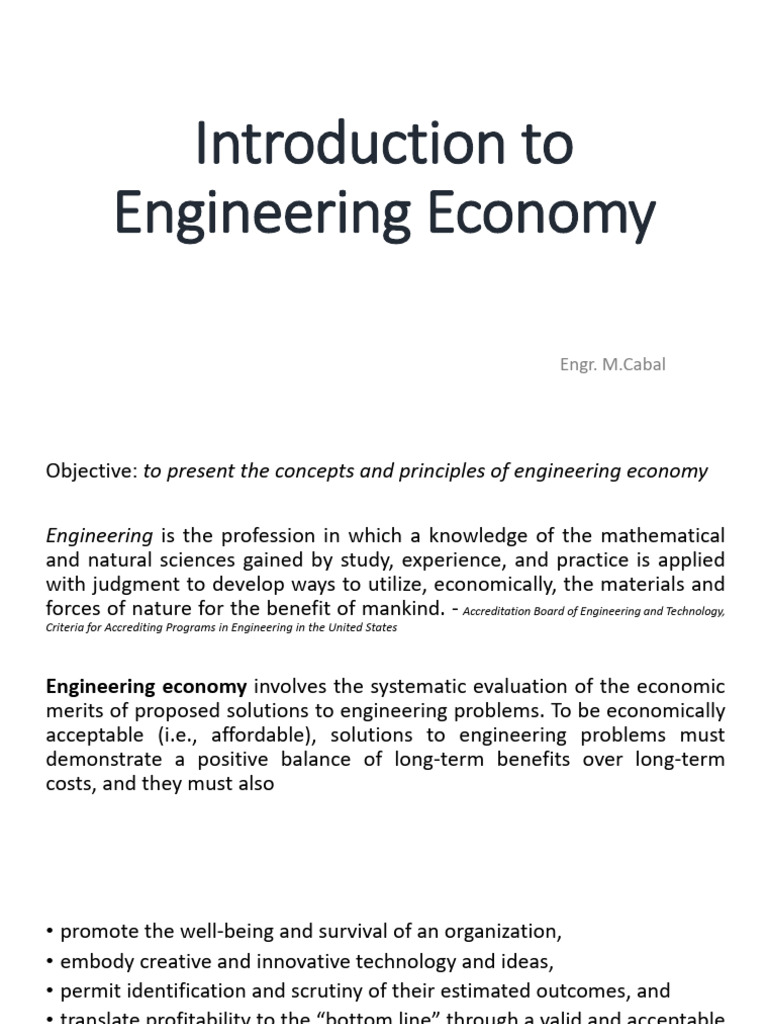 Introduction To Engineering Economy | PDF | Engineering | Engineering Design Process