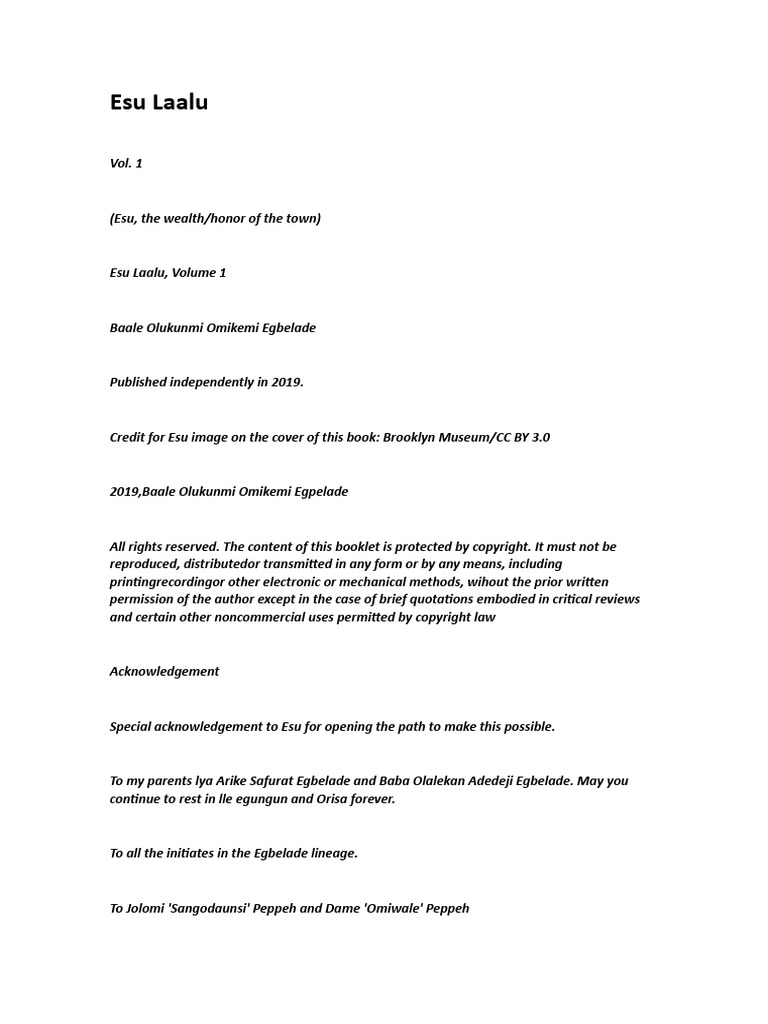 Esu Laalu (Inglês) | PDF | Satan | Devil