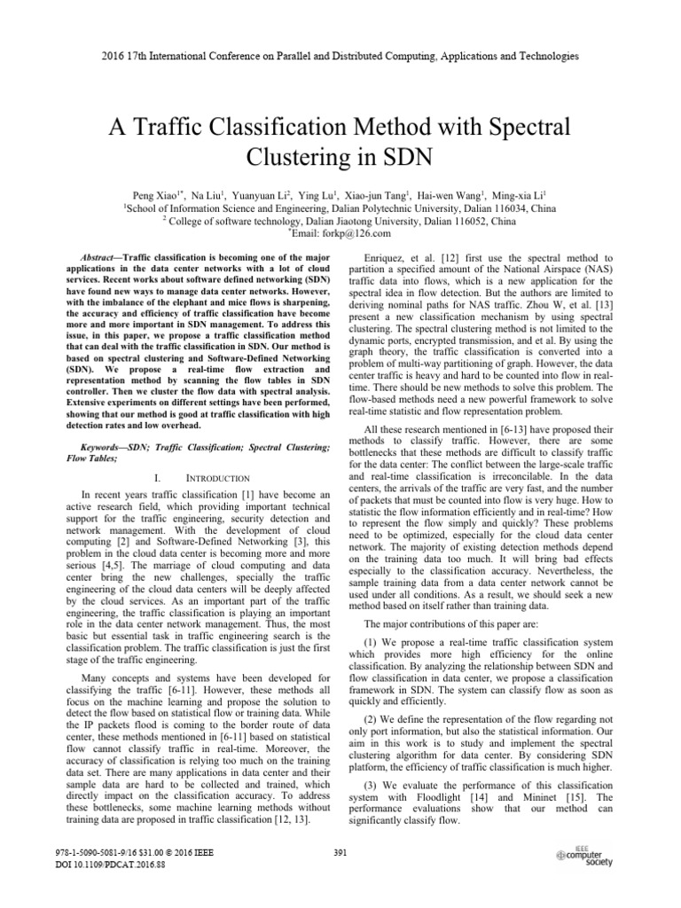 A Traffic Classification Method With Spectral | PDF | Statistical Classification | Cluster Analysis