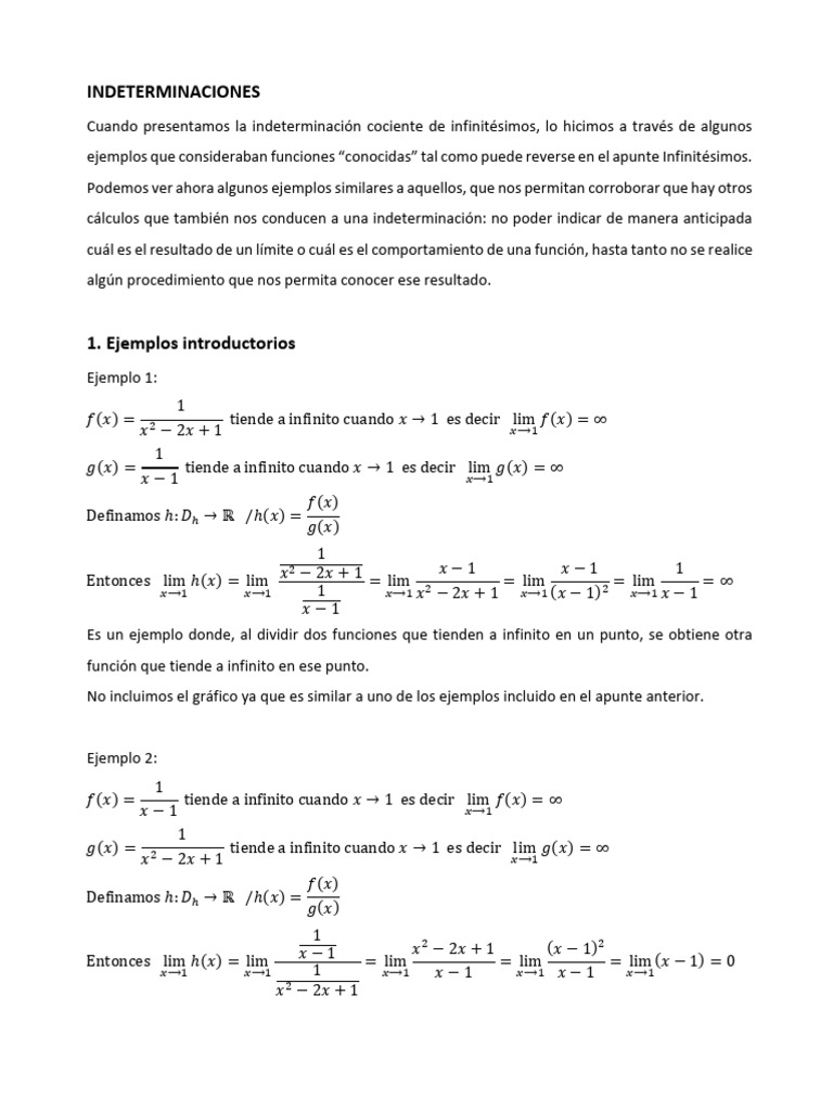 Indeterminaciones | PDF | infinito | Función (Matemáticas)