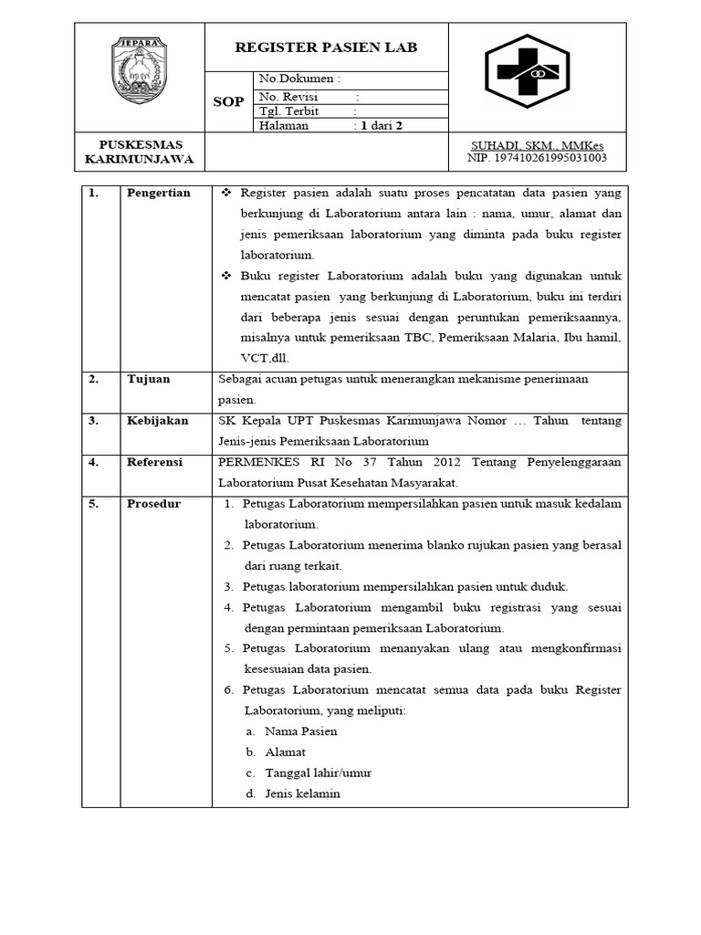 02-Register Pasien Lab | PDF | Sains & Matematika