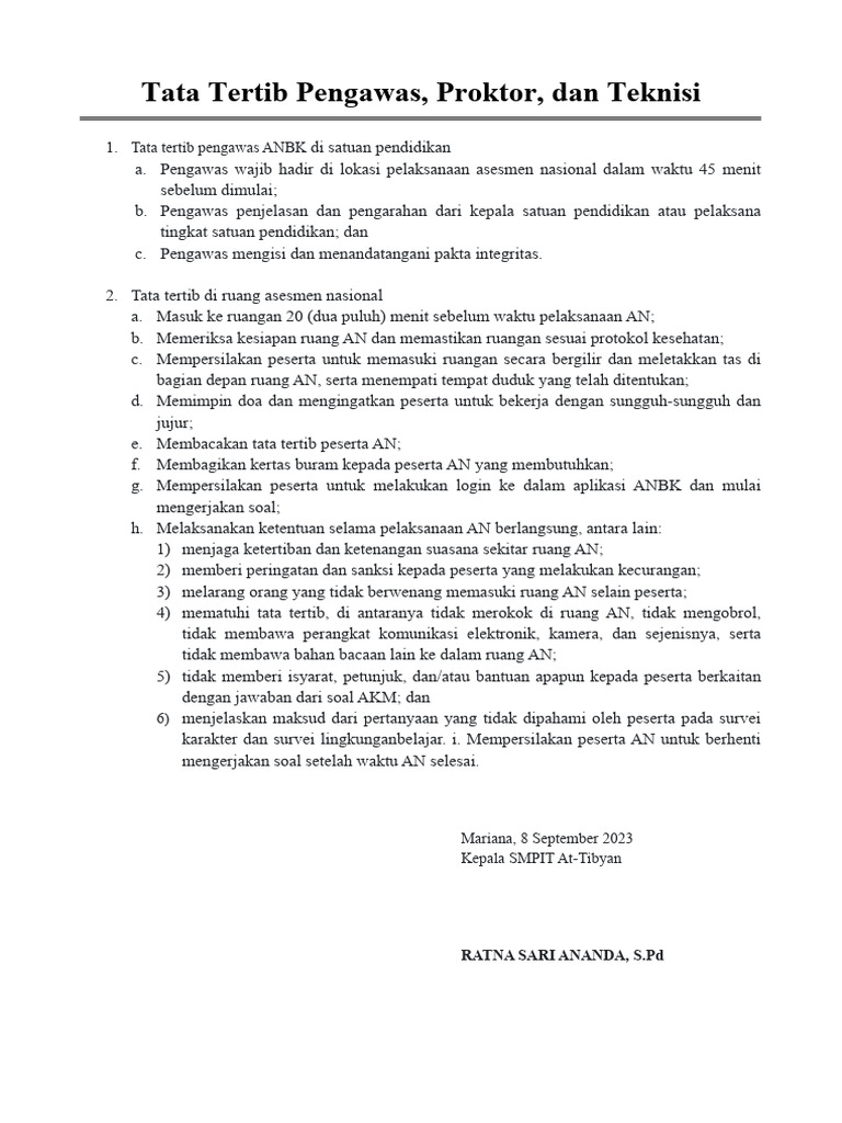Tata Tertib, Proktor, Pengawas | PDF