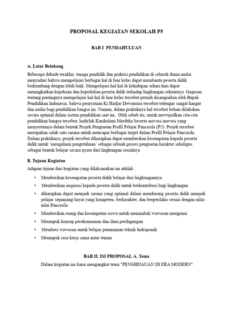 Proposal Kegiatan Sekolah P5 | PDF