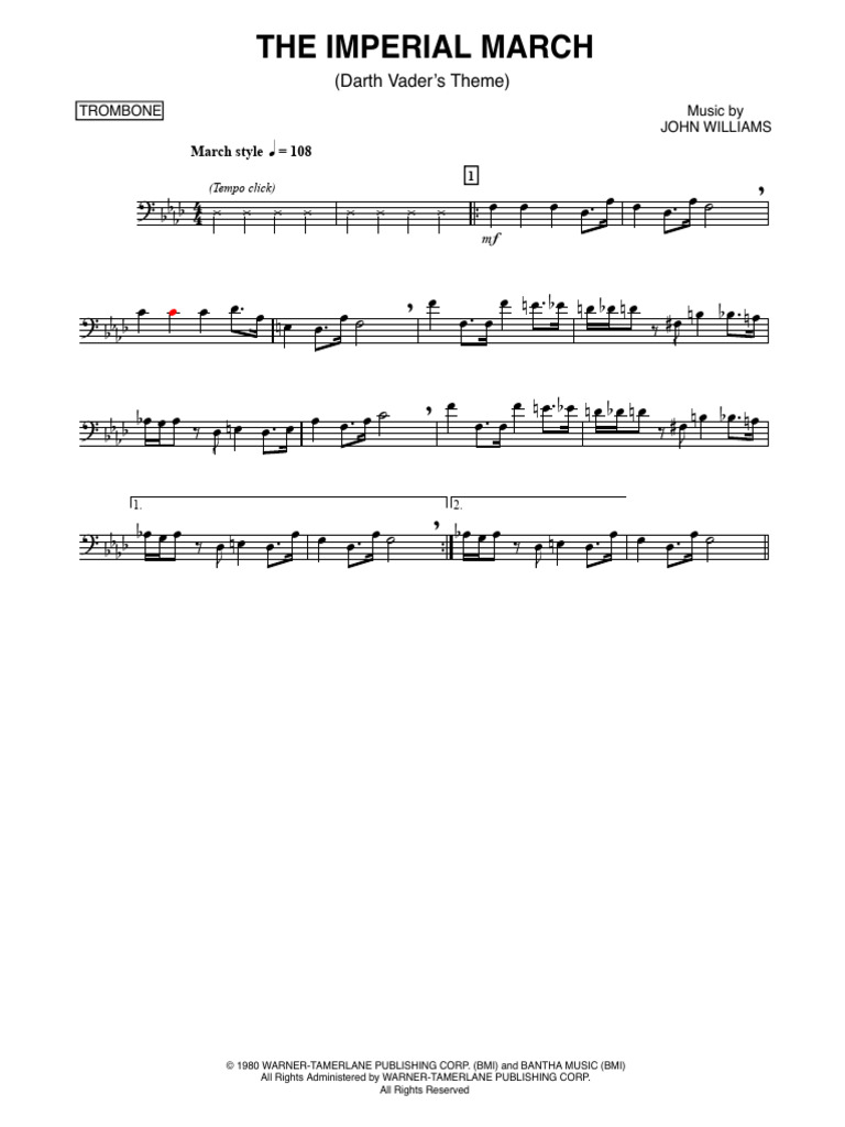 The Imperial March - Trombone From 'Star Wars The Empire Strikes Back ...