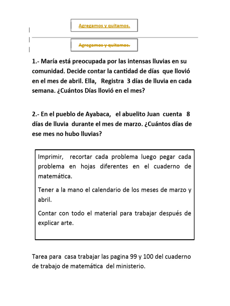 Matematica Act. 4 Agregamos y Quitamos. | PDF