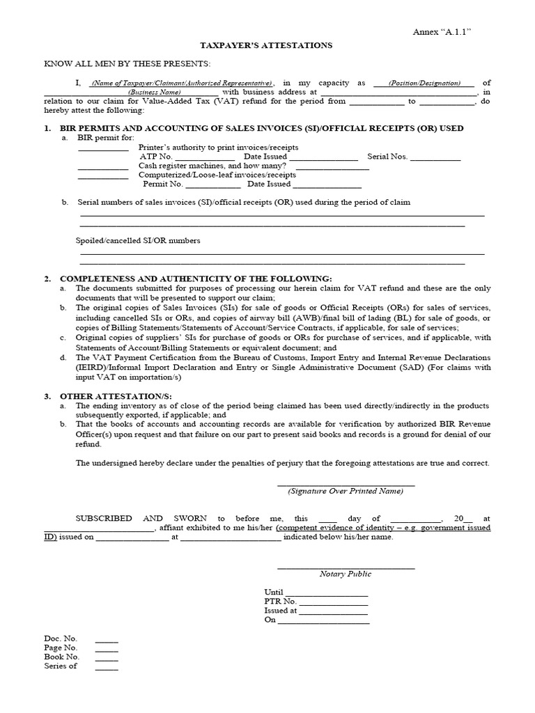 RMC No. 71-2023 Annex A.1.1 | PDF | Invoice | Receipt