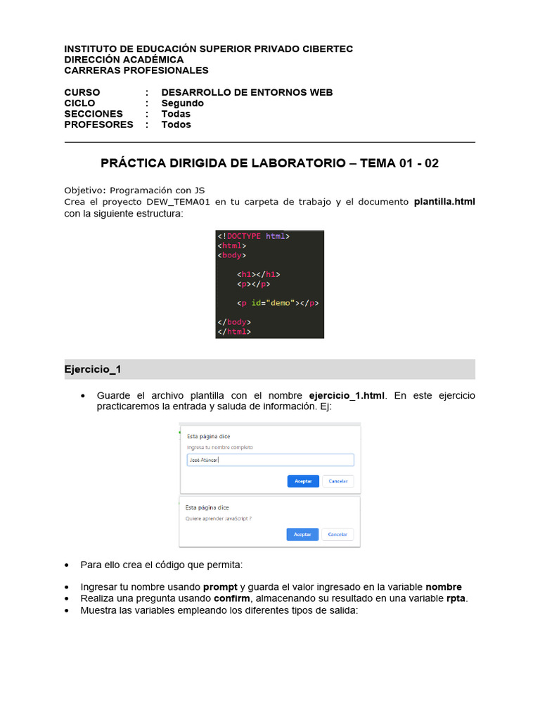 DEW Tema 01 02 Ejercicios | PDF