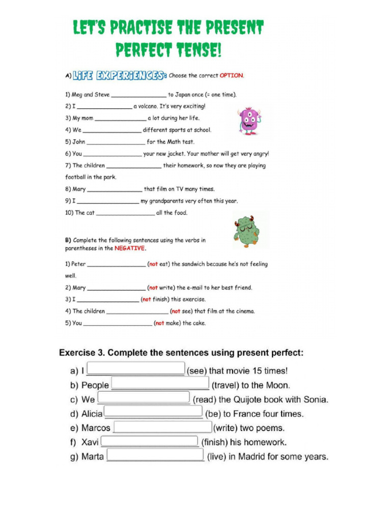 Present Perfect Activity | PDF