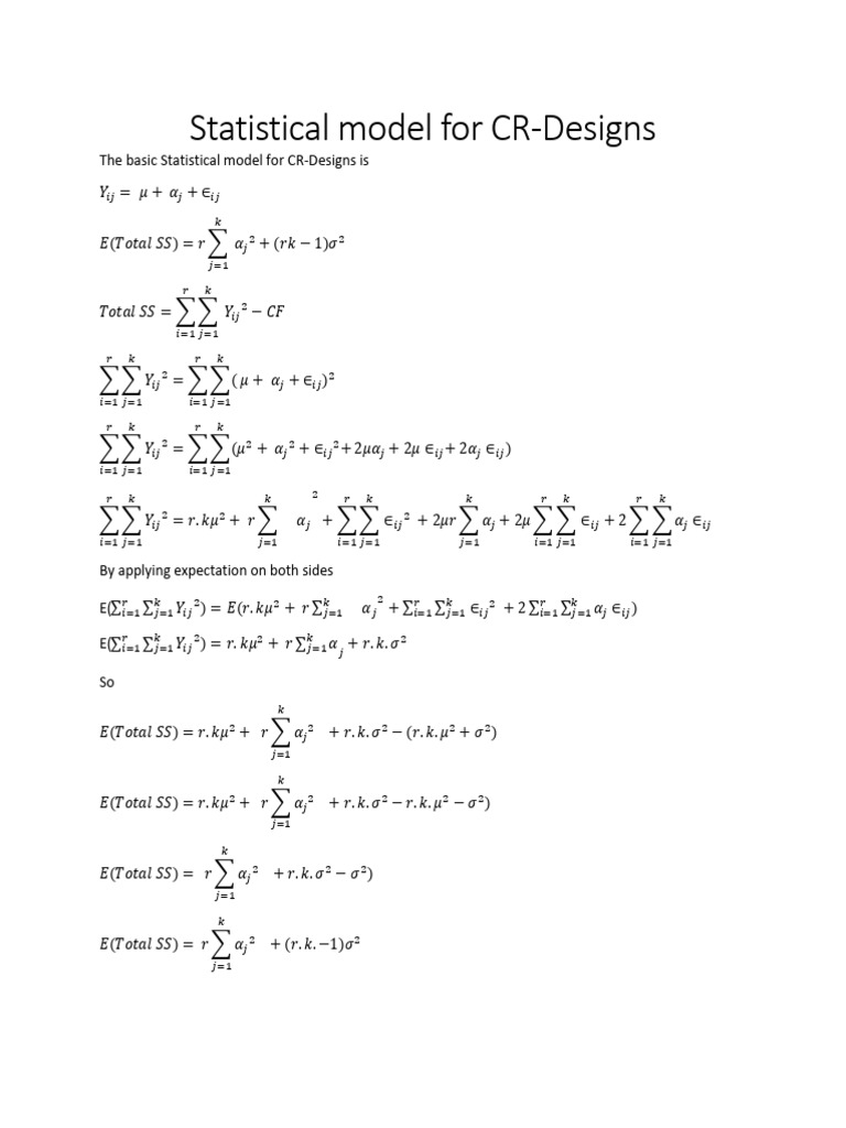 Statistical Models For CRD and RCBD | PDF | Statistical Inference ...