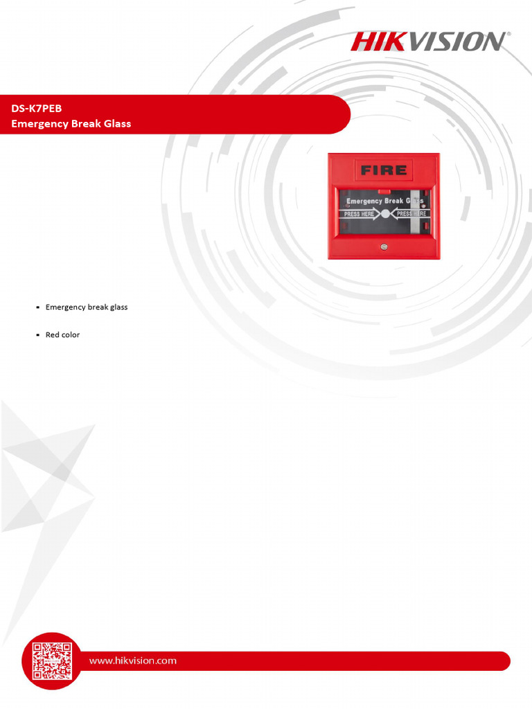 DS K7PEB Red Emergency Break Glass - Datasheet - V1.0 - 20220124 | PDF