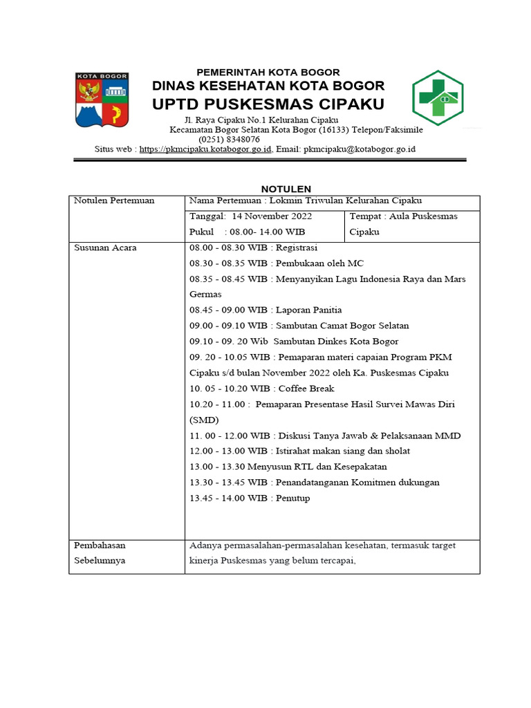 Notulen Loktri Nov 2022 | PDF
