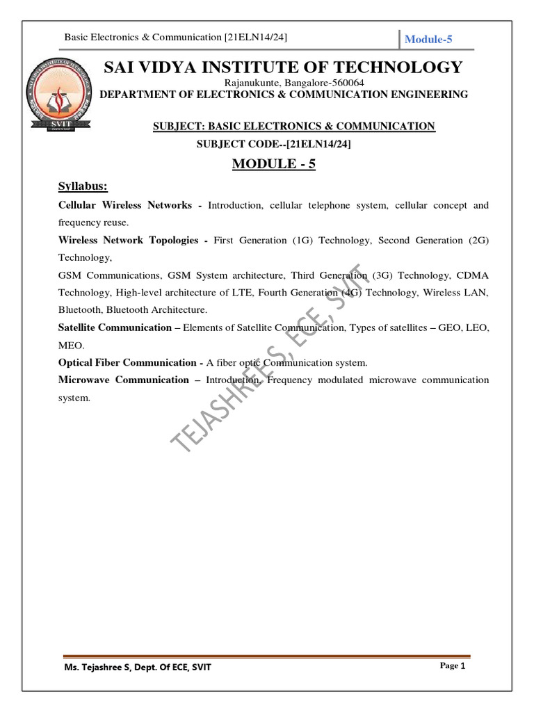 Module 5 Basic Electronics Notes 2021 | PDF | Cellular Network | Ieee ...