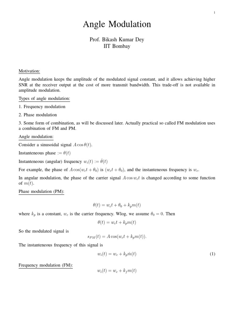 Angle Modulation | PDF | Frequency Modulation | Detector (Radio)