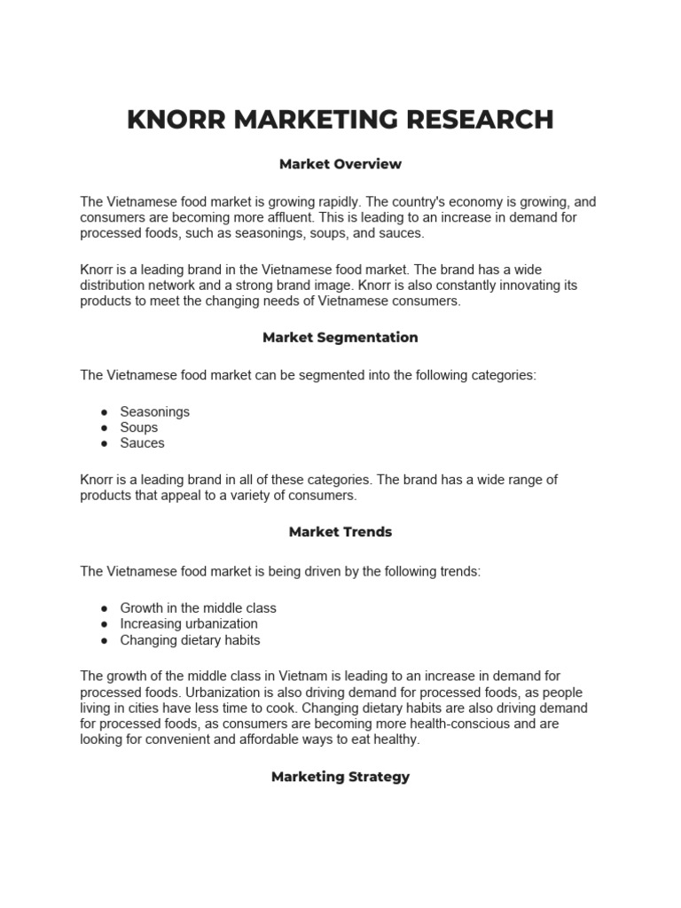 Knorr Marketing Research | Download Free PDF | Brand | Marketing