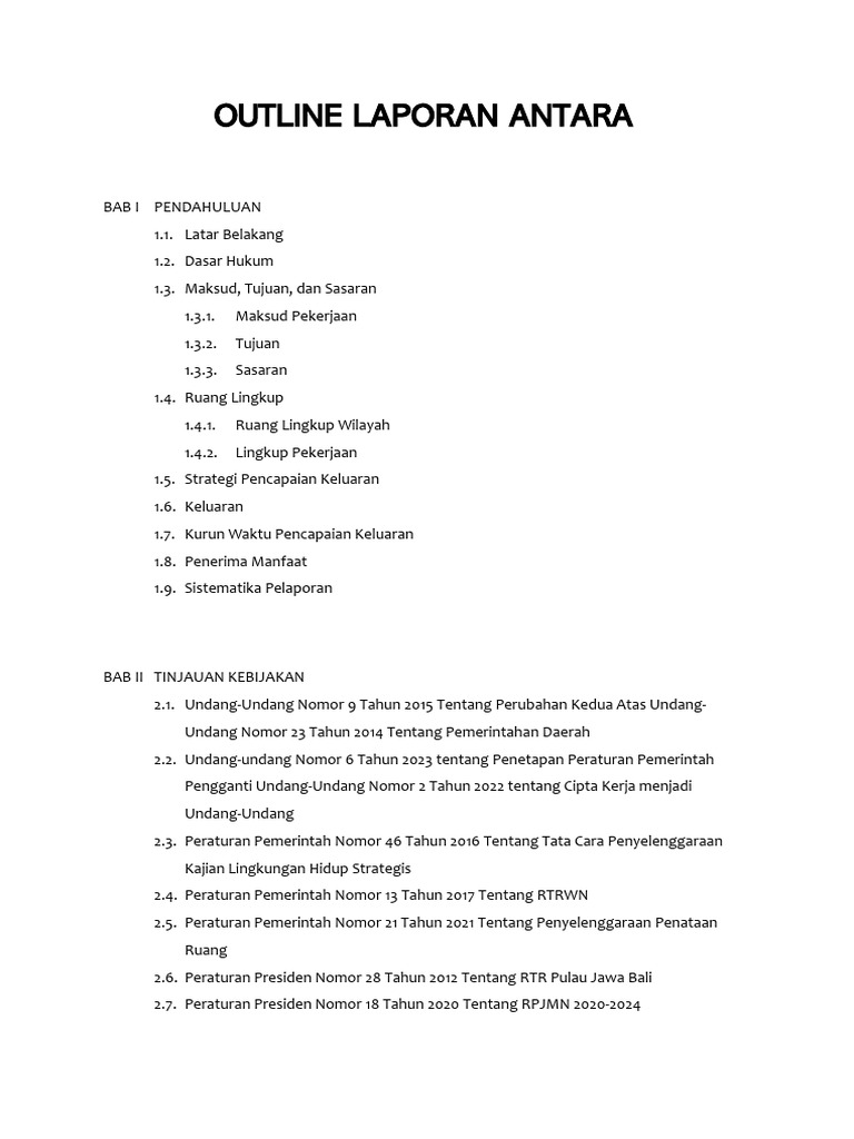 Outline Laporan Antara | PDF