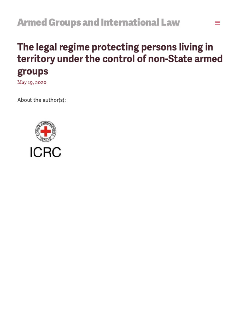 Armed Groups And International Law The Legal Regime Protecting