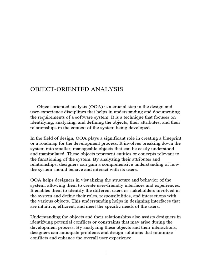 Object Oriented Analysis Pdf System Object Computer Science