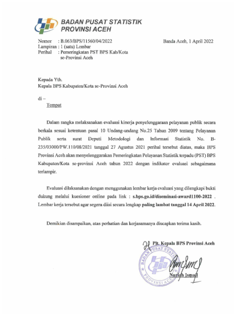 Surat Pemeringkatan PST1100 | PDF