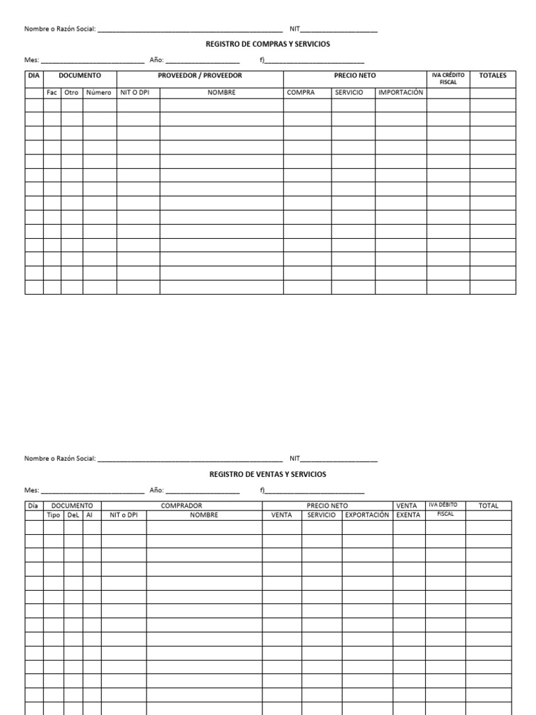 Formato Libro de Compras y Ventas | PDF