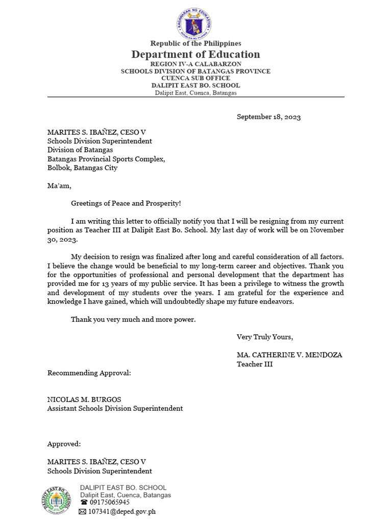Resignation Letter Deped | PDF