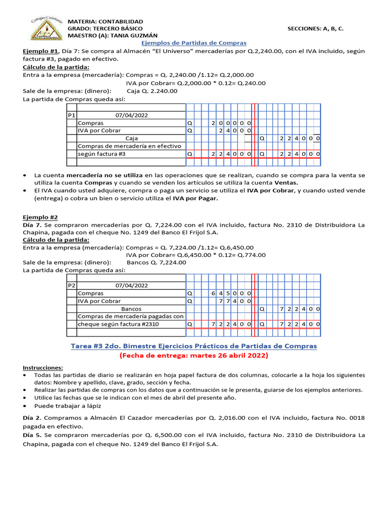 05 Tarea 3 Ejercicios Prácticos de Partidas de Compras | PDF | Business | Economias