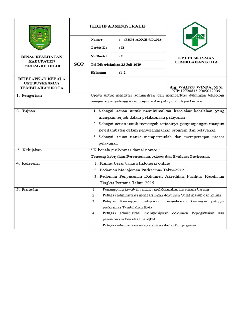 Sop Tertib Administrasi | PDF