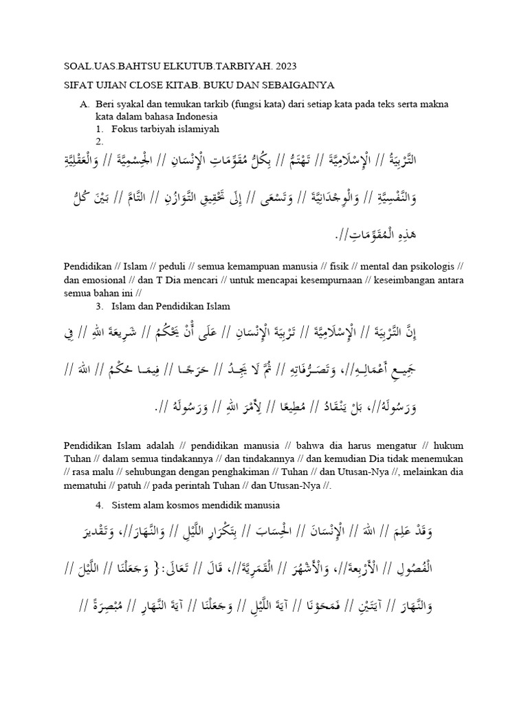 Jawaban Tugas - Uas. - Bahtsu - El - Kutub - Tarbiyah.2023 | PDF | Seni & Disiplin Bahasa ...