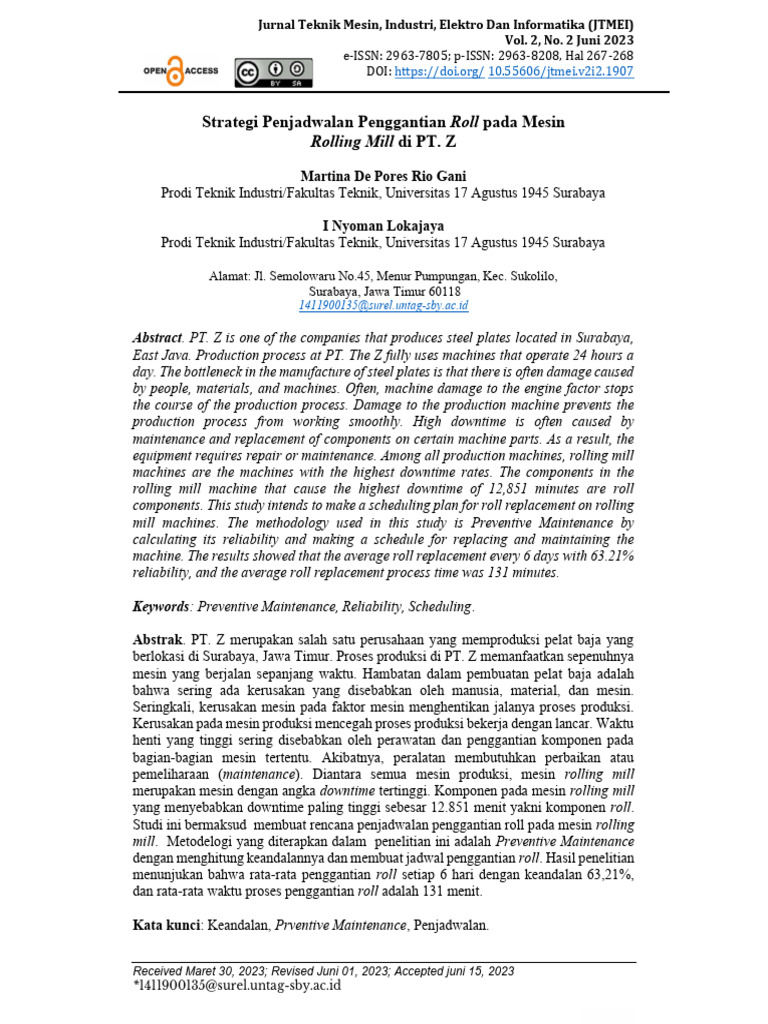 VOLUME+2,+NO +2,+JUNI+2023+Hal+257-268 | PDF | Mechanical Engineering | Quality