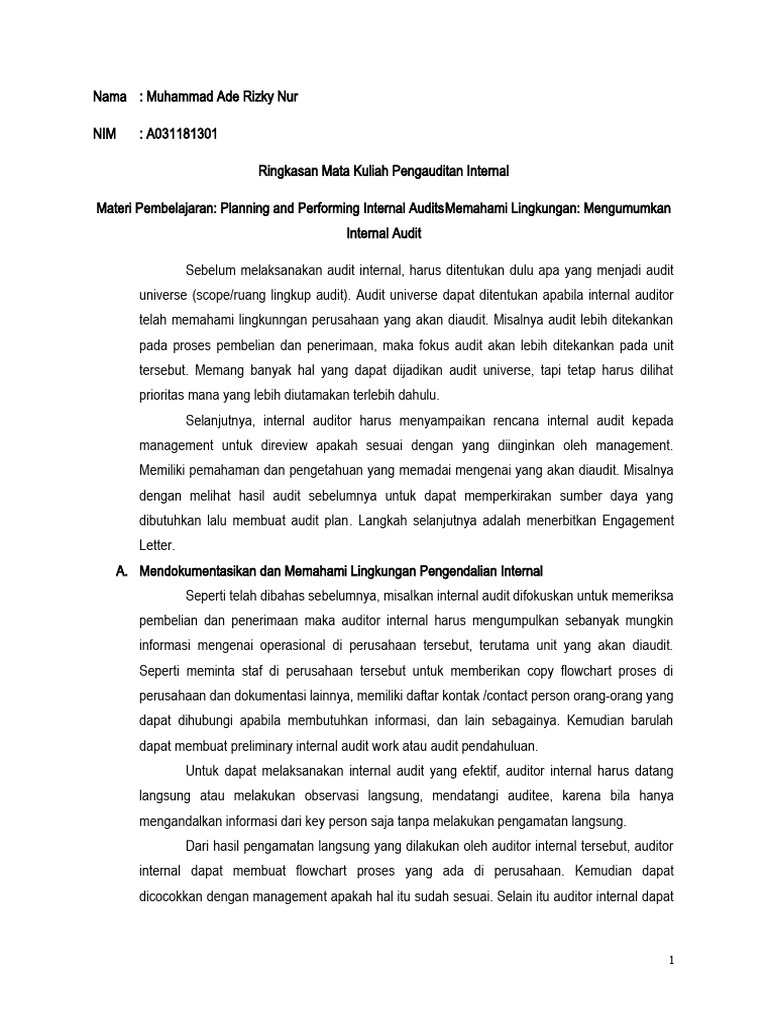 RMK Pengauditan Internal - Ch.15 Planning and Performing Internal Audit ...