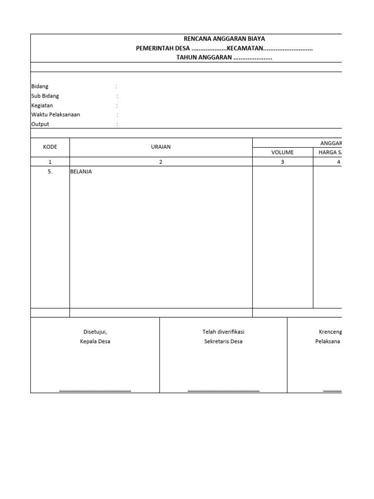 Contoh Format Rencana Anggaran Biaya | PDF