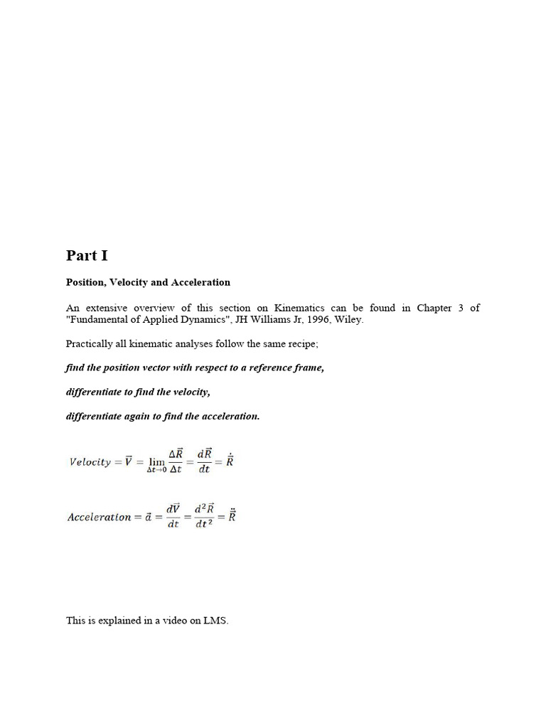 Reading Assignment 8 Williams CHP 3 | PDF | Kinematics | Velocity